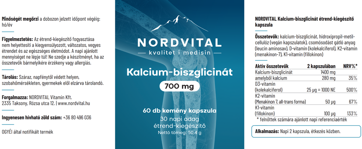 Kalcium-biszglicinát 700mg - 60db – Bio-Barát Biobolt