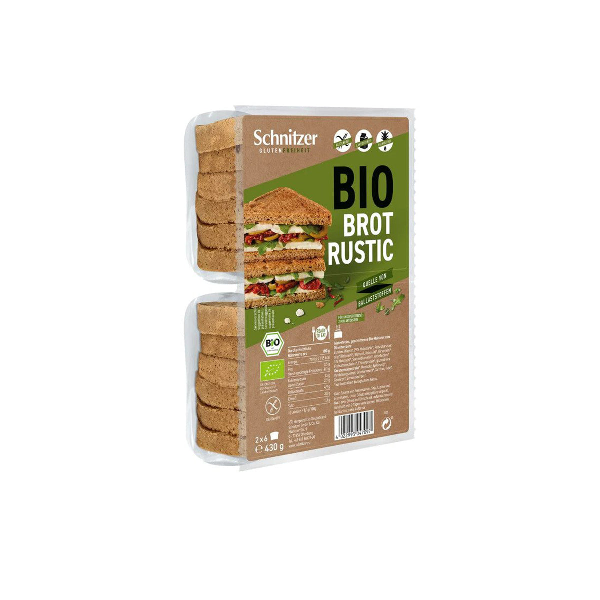 Schnitzer Rustic kenyér gluténmentes - bio - 430g – Bio-Barát Biobolt